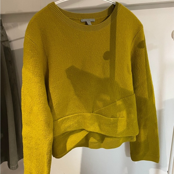 COS | Sweaters | Cos Twisted Knot Crop Sweater M Olive Boiled Wool Crew ...